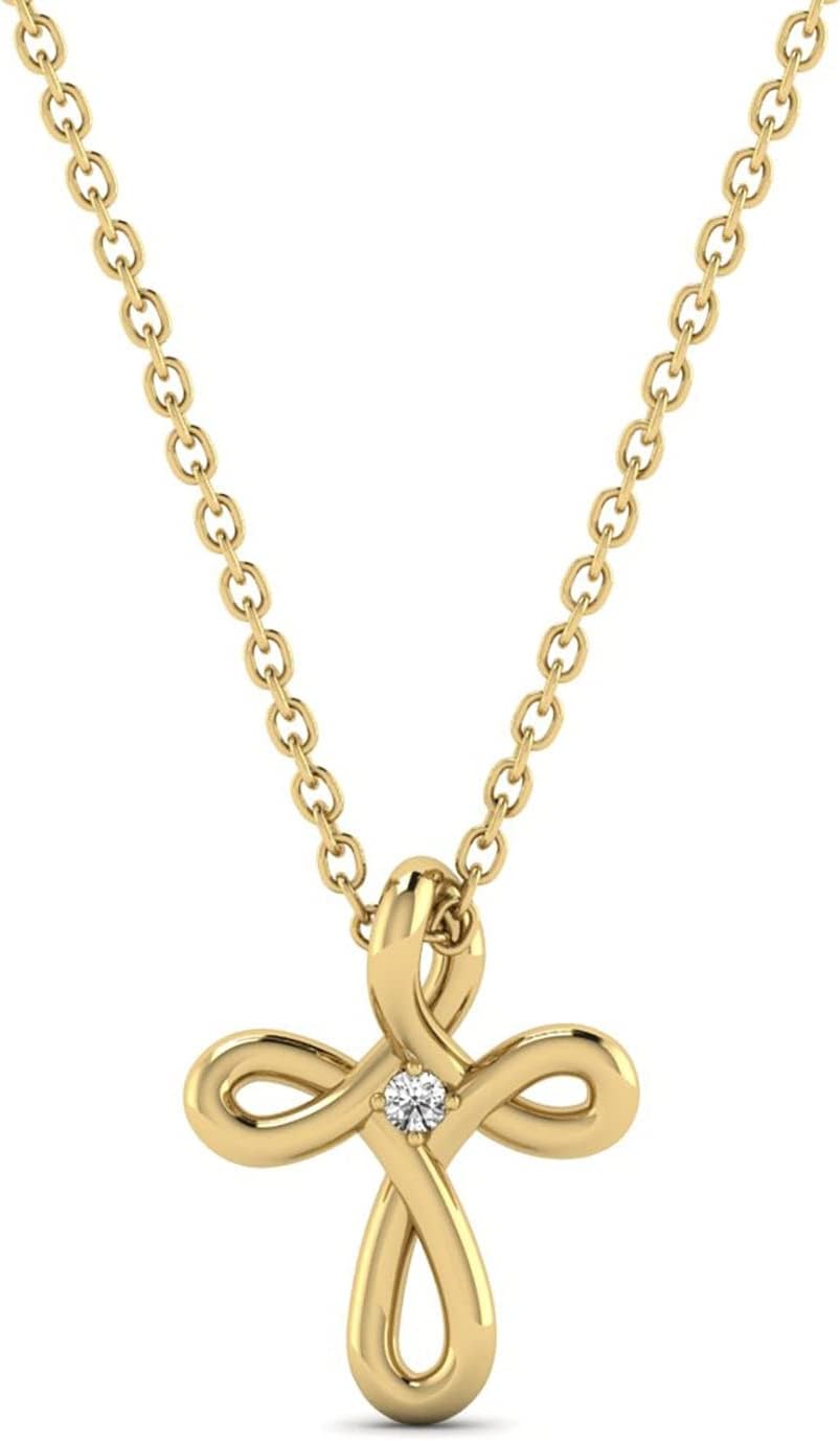 Amazon.com: GELIN Diamond Cross Infinity Necklace in 14K Solid Gold ...