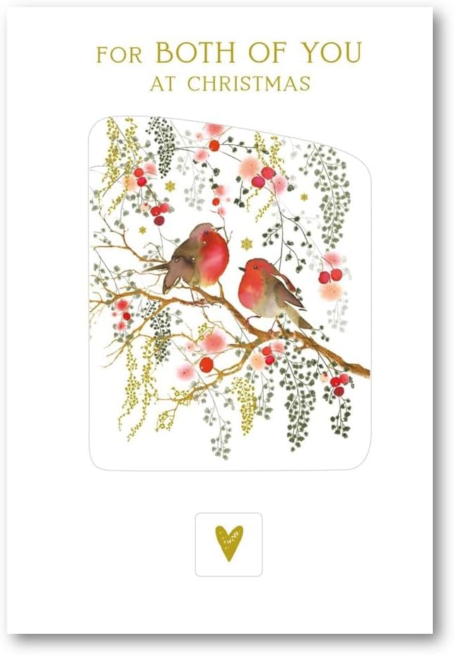 Nigel Quiney Both of You Christmas Card - Watercolour Robins on Winter ...