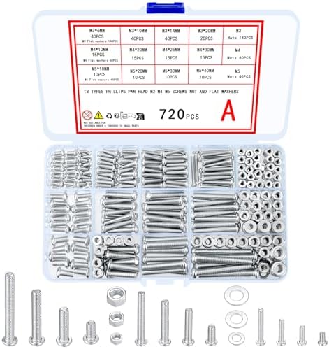720 Pcs Nuts and Bolts Assortment Kit, M3 M4 M5 Carbon Steel Screws ...