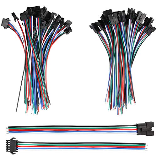 Snapklik.com : Mxuteuk 20 Pairs 22 AWG JST SM Plug 5 Pin Male To Female ...