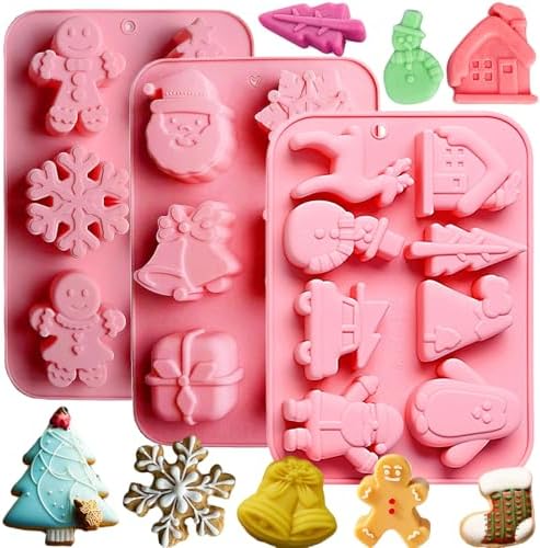 Amazon.com: HKNMTT Large Christmas Silicone Molds for Baking Cake Muffins Oven Safe Freezing ...