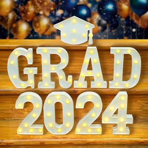 Amazon.com: Graduation Party Decorations 2024, 8 Marquee LED Light Up ...