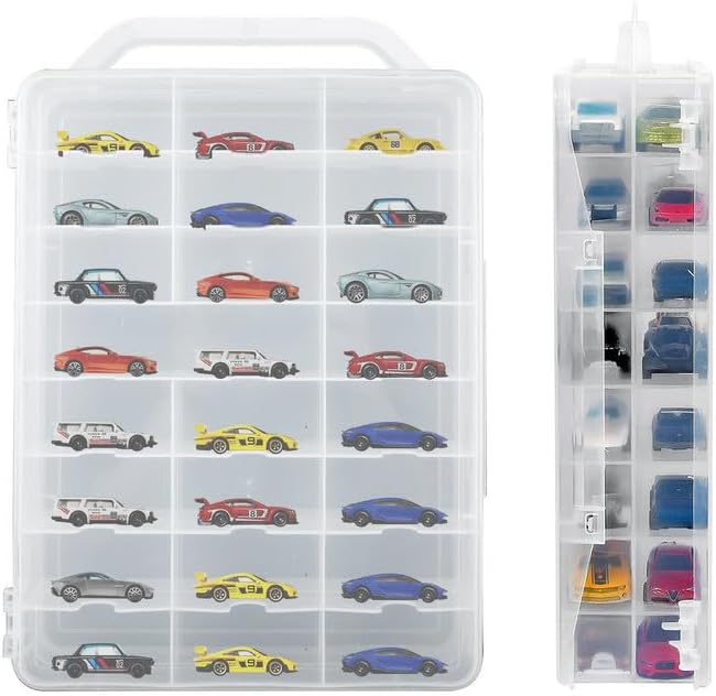 Amazon.com: ZZFENGKR Hot Wheels Storage for 48 Toy Cars, Double Sided ...