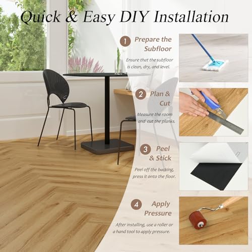 Mysflosy Peel & Stick Wood-Look Vinyl Planks 36-Pack 54 Sq.Ft ...
