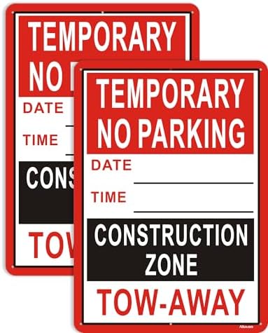 Amazon.com: Temporary No Parking Signs Construction Zone Tow Away Signs ...