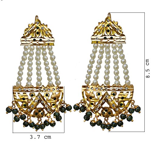 Buy Lucky Jewellery Designer Green Color Gold Plated Pearl Layered ...