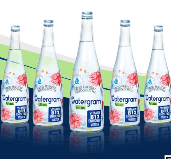 WATERGRAM GLASS VITAMIM B12 ENRICHED WATER GLASS BOTTLE 750 ML : Amazon ...