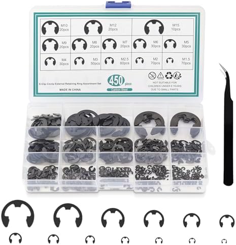 Sprengring Sicherungsring 450 Stück 13 Größen 1.5M-15M Kohlenstoffstahl ...