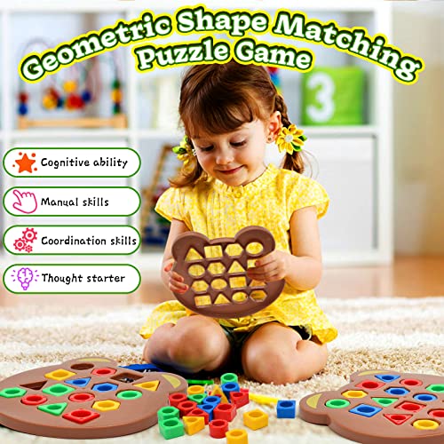 Vibbang Shape Matching Game, Montessori Learning Toys, Color ...