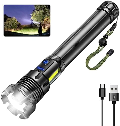 Rechargeable LED Flashlight High Lumens, Super Bright Waterproof ...
