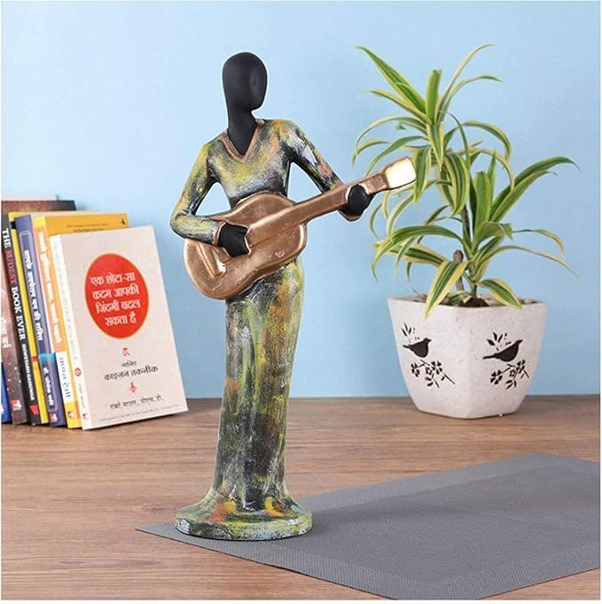 Buy DIAMONDGLASS_ Handpainted Polyresin Human Musician Statue - 34cm ...