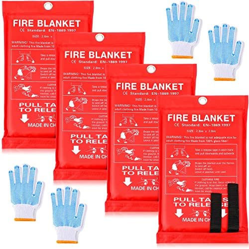 Amazon.com: 4 Sets Fire Blankets Emergency for Home Kitchen, Large ...