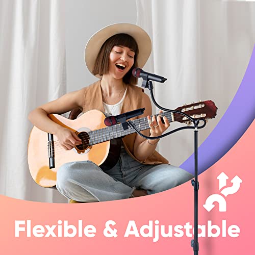Snapklik.com : MGO Double Microphone Stand For Duet Singing, Adjustable ...