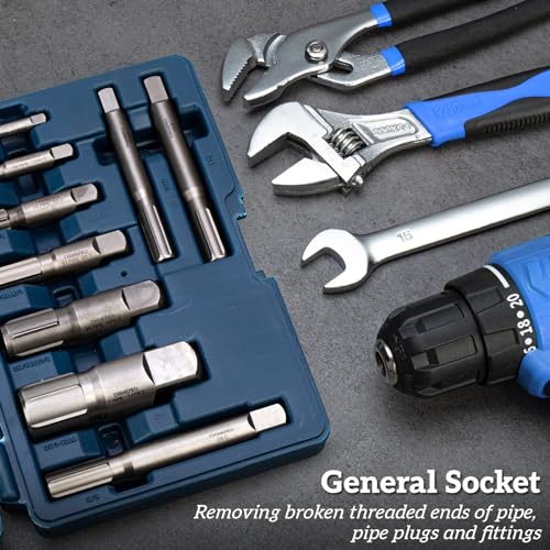 Snapklik.com : 9 Piece Pipe Extractor Set, 1/8 PIPE To 1 Tough Steel ...