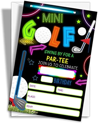 Amazon.com : YQV Mini Golf Invitation Birthday Party Invitations, 20 ...