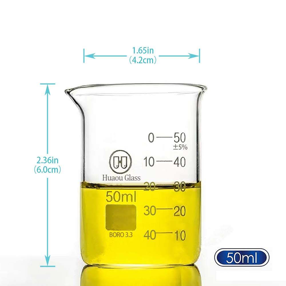 Snapklik.com : 50ml/1.7oz Glass Beakers Set, 4pcs Lab Glassware Beaker ...