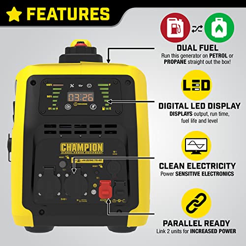 Champion Power Equipment 82001i-DF 2000 Watt LPG Dual Fuel Portable ...
