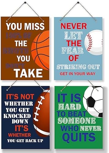 Amazon.com: SHLINCO Sport Motivational Quote Wall Art(pack of 4), Sport ...