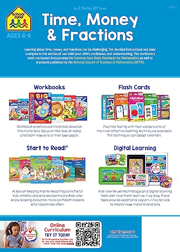 Snapklik.com : School Zone Time, Money & Fractions Workbook: 64 Pages ...