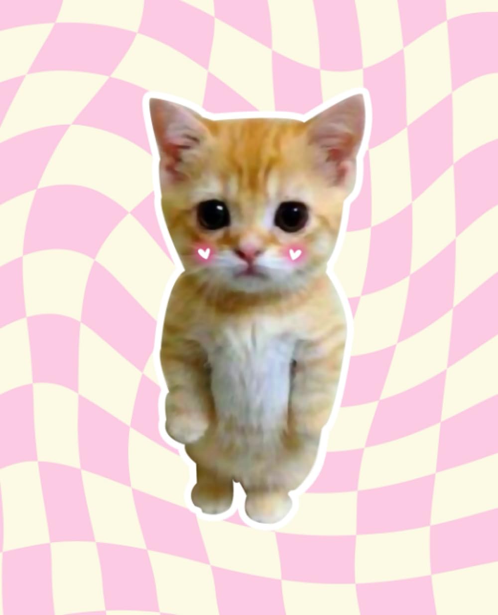 Amazon.com: Sad Cat Meme Notebook: Pastel Pink Wavy Checkerboard 90s ...