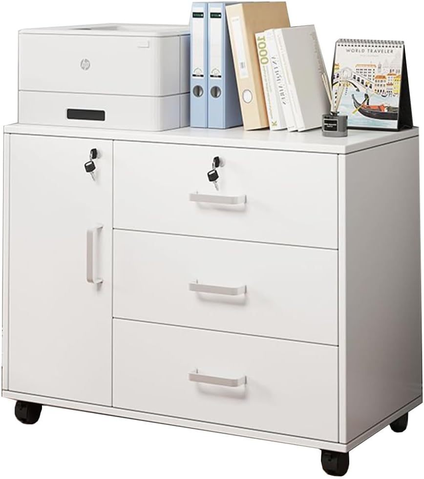 Amazon.com: GIZNXBA Mobile File Cabinet White, 3-Drawer Vertical Filing ...