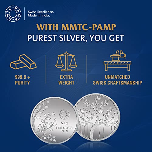 Buy MMTC-PAMP Banyan tree, 50 gm Pure Silver (999.9) Coin at Amazon.in