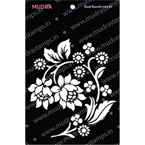 Mudra Stencils -Floral Flourish Mini #1-3"x4" - for DIY Home Decors ...