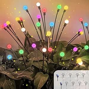 OZS 8Pack Total 64LED Solar Garden Lights - Solar Lights Outdoor, Solar Firefly Lights,Solar ...