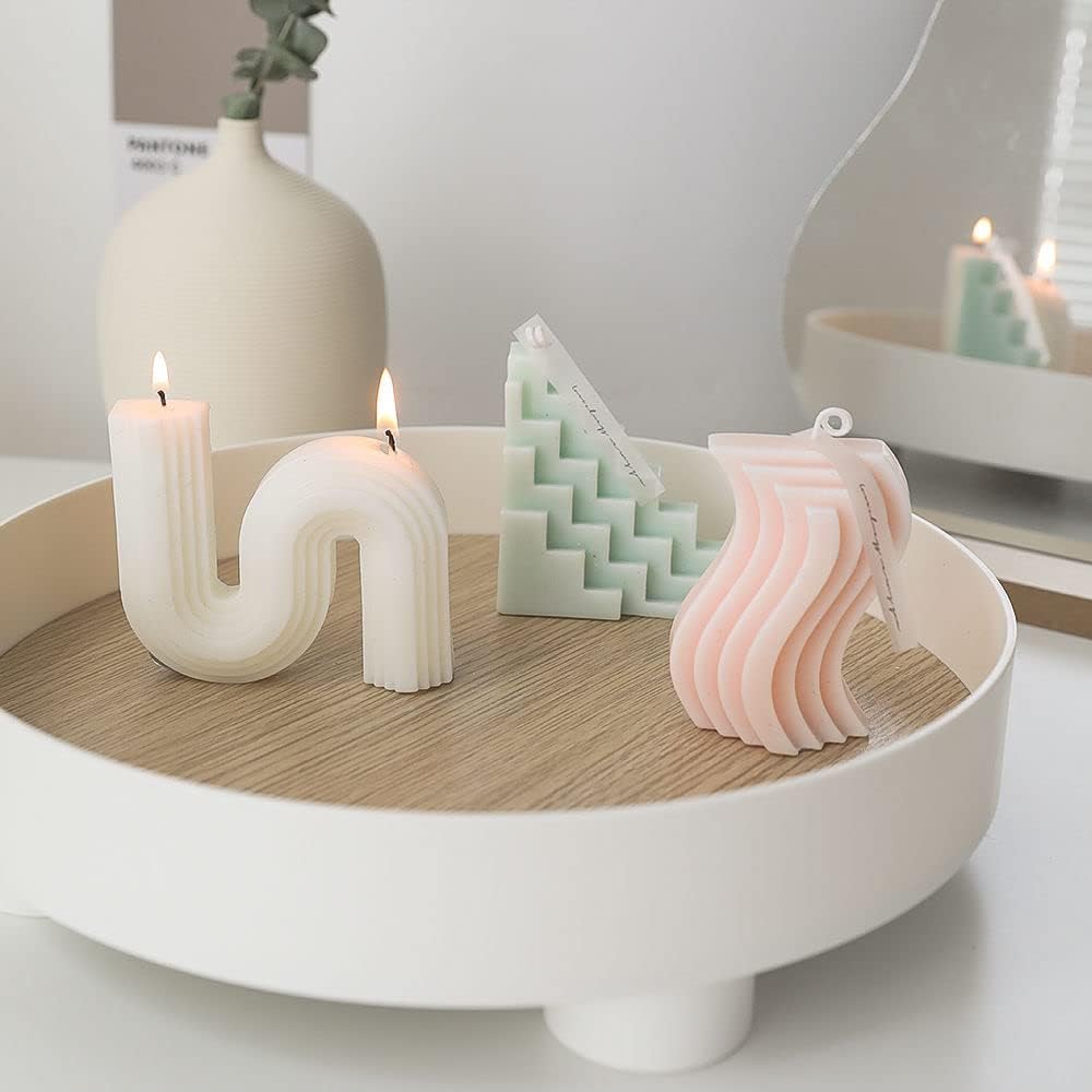 3PcsTwist Candle Aesthetic Candles Soy Wax Geometric Shaped candlesU ...