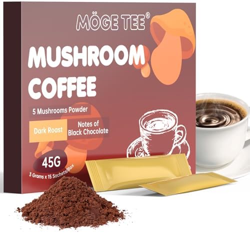 Amazon.com : MOGE TEE 5 In 1 Instant Mushroom Coffee, Dark Roast Ground ...