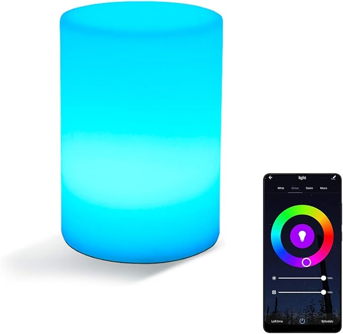 Inteligente Lámpara de Mesa,LED Cilindro Mesita de Noche Luz de ...