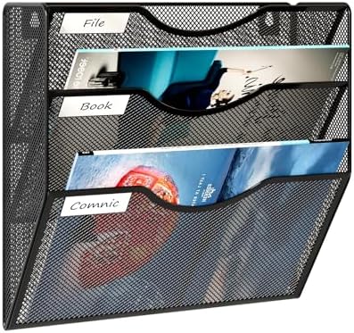 Amazon.com : Amazon Basics 3 Tier Wall Mounted File Organizer, Metal ...
