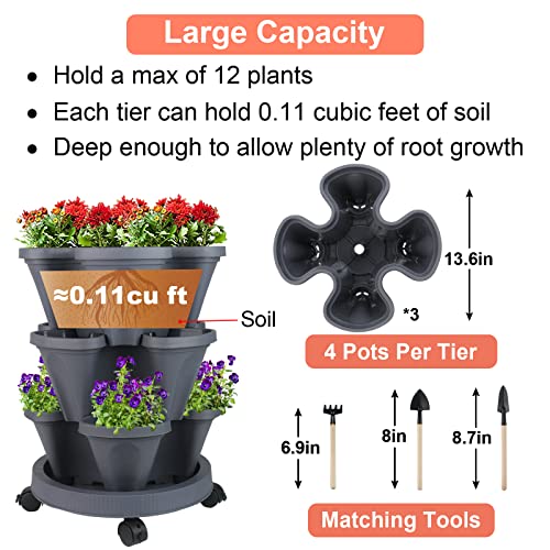 Snapklik.com : Vertical Planter 3 Tier Stackable Planters Garden ...