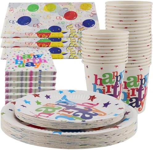 INUAN 125Pcs Rainbow Birthday Party Tableware Set, Party Paper Plates ...