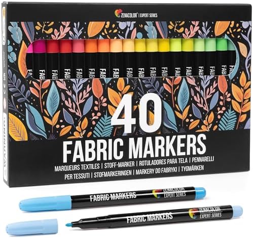 Fabric Pens - Set of 40 - Non Toxic, Indelible and Permanent Fabric ...