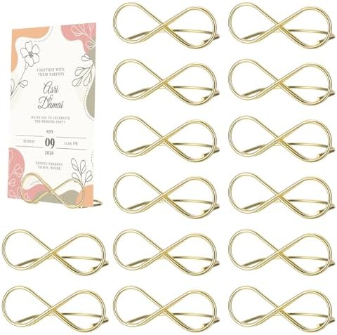 PEUTIER 12pcs Table Number Stands, Golden Table Name Holder ...