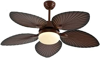 Amazon.co.jp: Palm Leaf Ceiling Fan with LED Light and Remote Control 3 ...