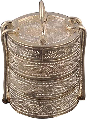 Silverz Silver Antique Tiffin Box : Amazon.in: Home & Kitchen