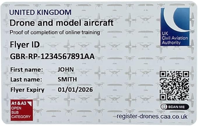 Drone ID Card Unique QR encoded - UAS Drone Operator/Flyer ID Card ...
