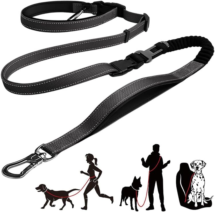 Amazon.com : Dog Leash, 5-7 FT Heavy Duty Bungee Dog Leash, Double ...