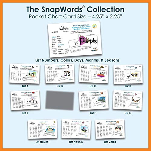 SnapWords Numbers, Colors, Days, Months, and Seasons Pocket Chart Cards ...