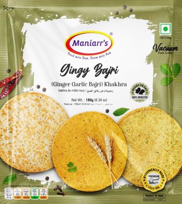 Maniarr’s Ginger Garlic Bajri Khakhra 180g Unique : Amazon.in: Grocery ...