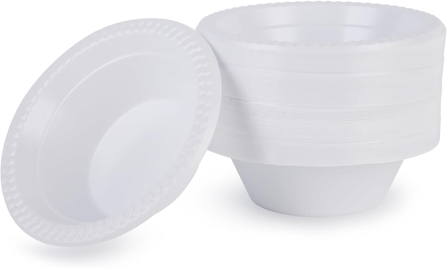 Iceten Pack of 100 White Plastic Bowls, Reusable and Washable Tableware ...