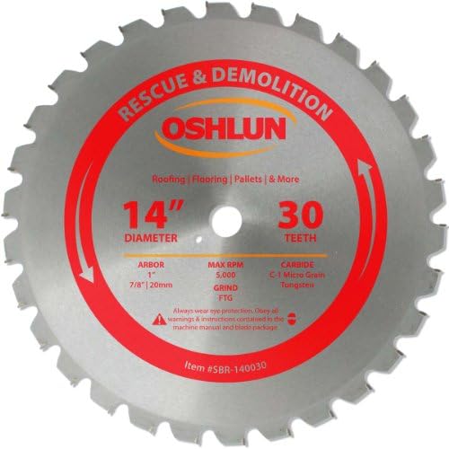 Oshlun SBR-CH14 14-Inch Carbide Chunk Blade with 1-Inch Arbor for ...