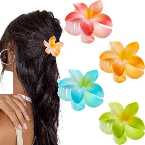 Amazon.com: Outyua Flower Claw Clips 4 Pack Hawaiian Flower Hair Clips ...