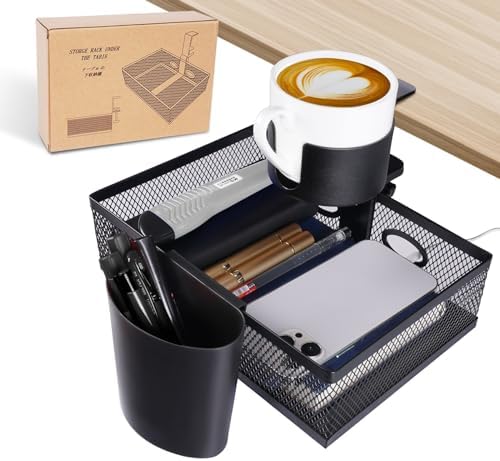 ABSupus Under Desk Drawer, 360°Rotation Rotary Desk Storage Organizer ...