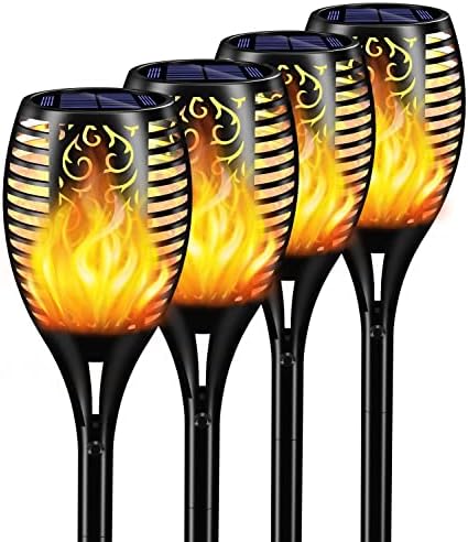 Solarlampen für außen, 33LED Flammenlicht Gartenfackeln IP65 ...