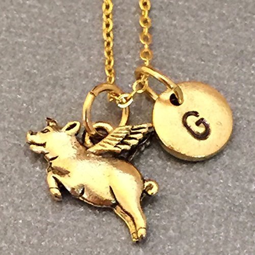 Amazon.com: Flying pig necklace, flying pig charm, animal necklace ...
