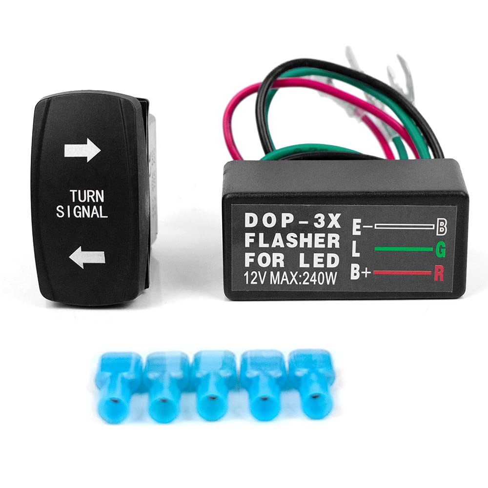 Amazon.com: Turn Signal Rocker Switch with Flasher Green LED On/Off/On ...