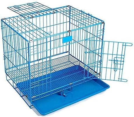 DOG TRUST Cage - Blue Color Powder Coated, Double Door Folding Metal ...